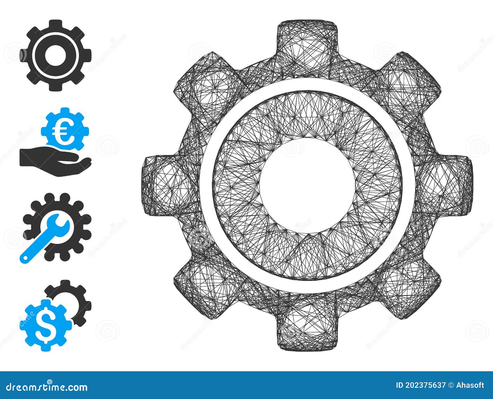 Network Cog Vector Mesh stock illustration. Illustration of connecting ...
