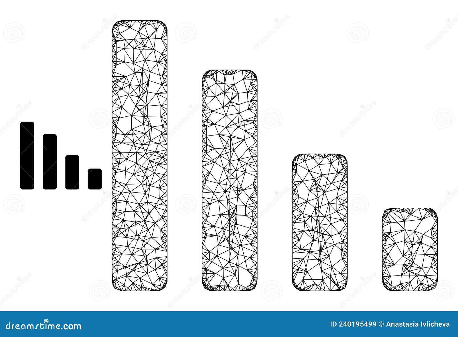Network Mesh Descending Bar Chart Icon Stock Vector - Illustration of ...