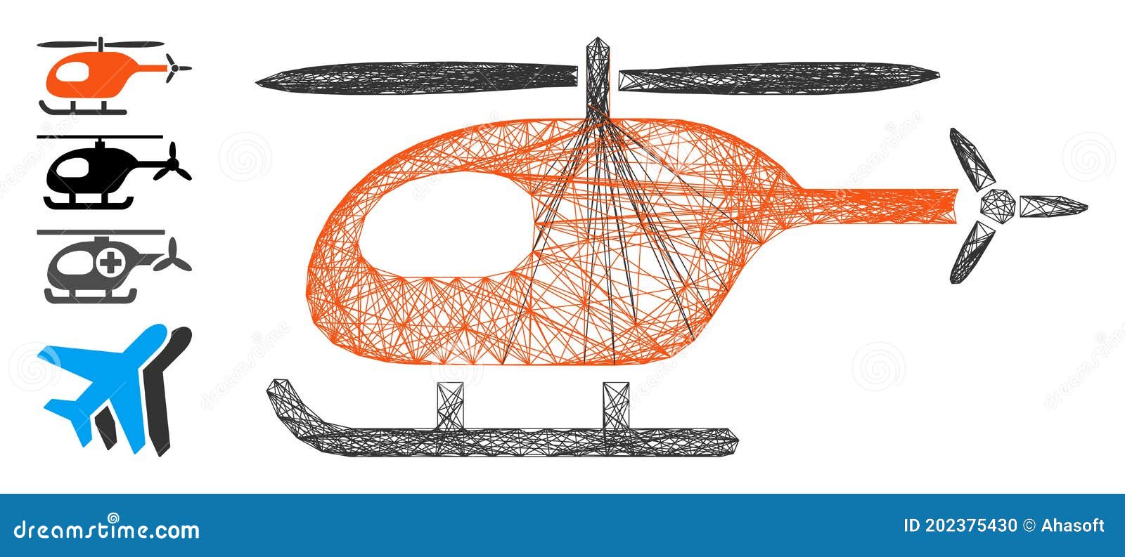 Linear Helicopter Vector Mesh Stock Illustration - Illustration of ...
