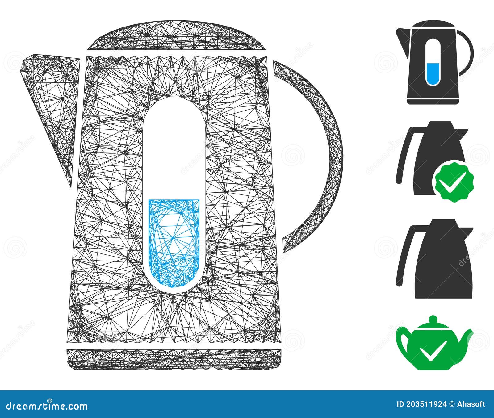 Linear Kettle Vector Mesh stock illustration. Illustration of mosaic ...