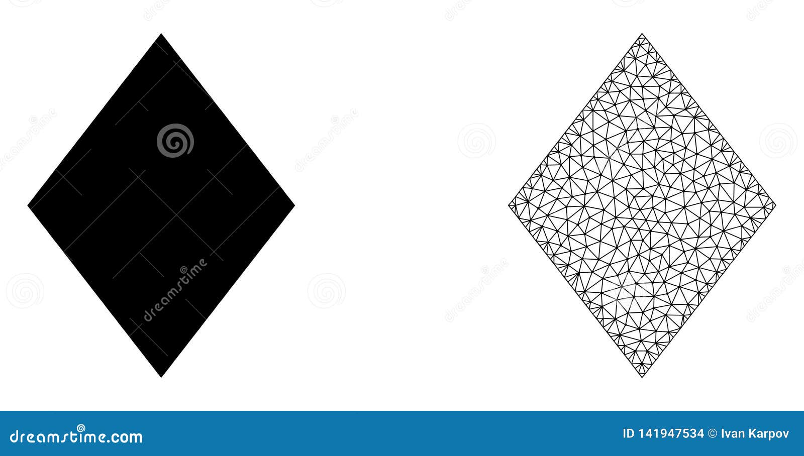 Vector Wire Frame Mesh Filled Rhombus and Flat Icon Stock Vector ...