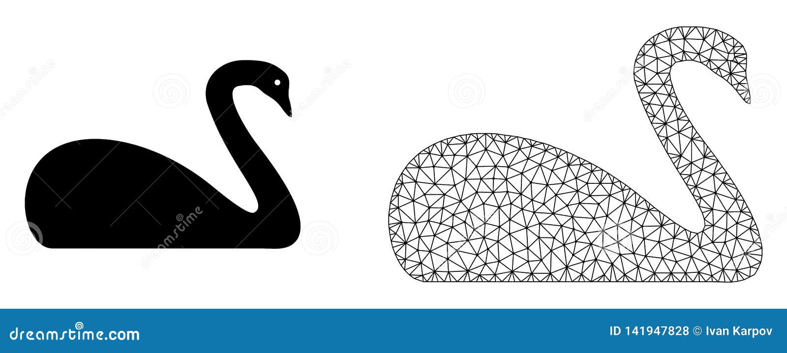Vector Wire Frame Mesh Goose and Flat Icon Stock Vector - Illustration ...