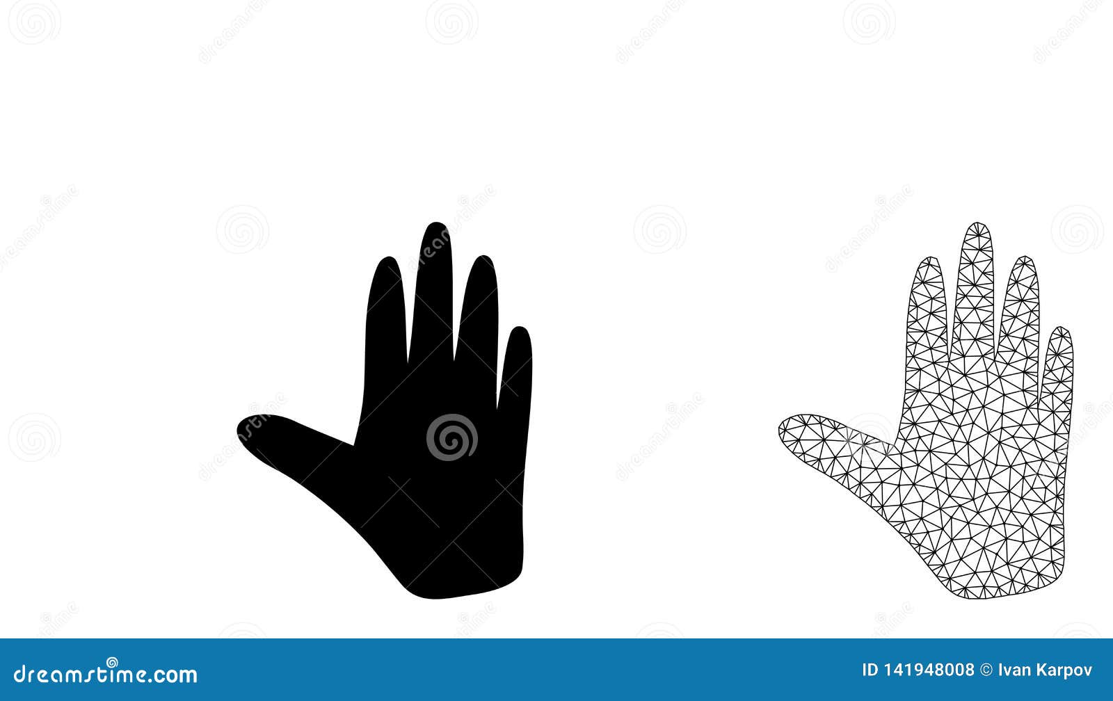 Vector Wire Frame Mesh Hand and Flat Icon Stock Vector - Illustration ...