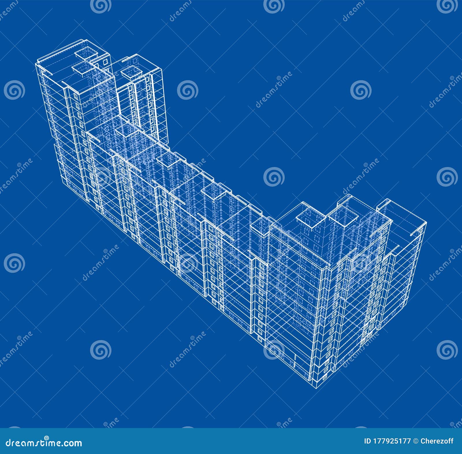 Vector Wire-frame Model of a Multi-storey Building Stock Vector ...