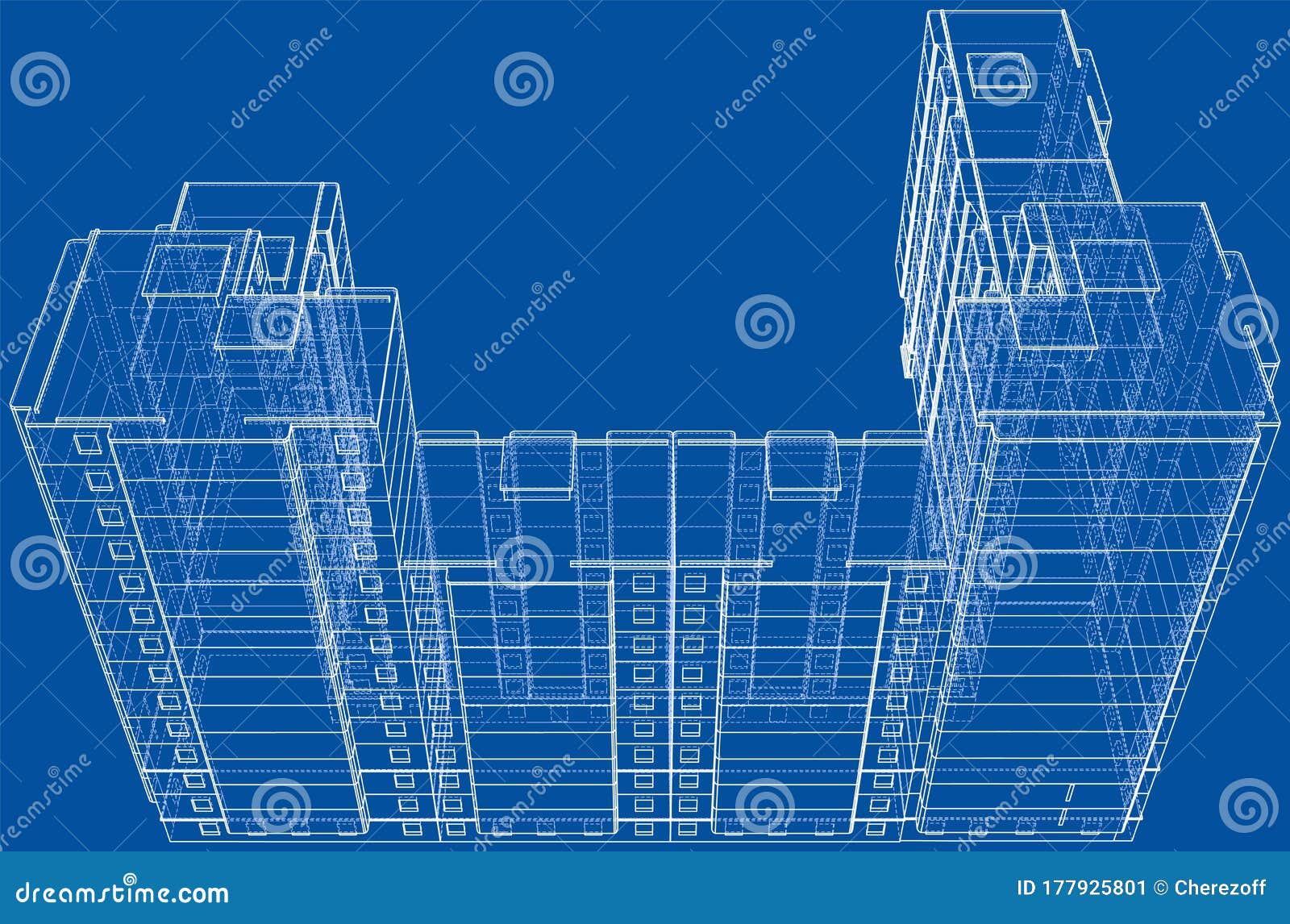 Vector Wire-frame Model of a Multi-storey Building Stock Vector ...