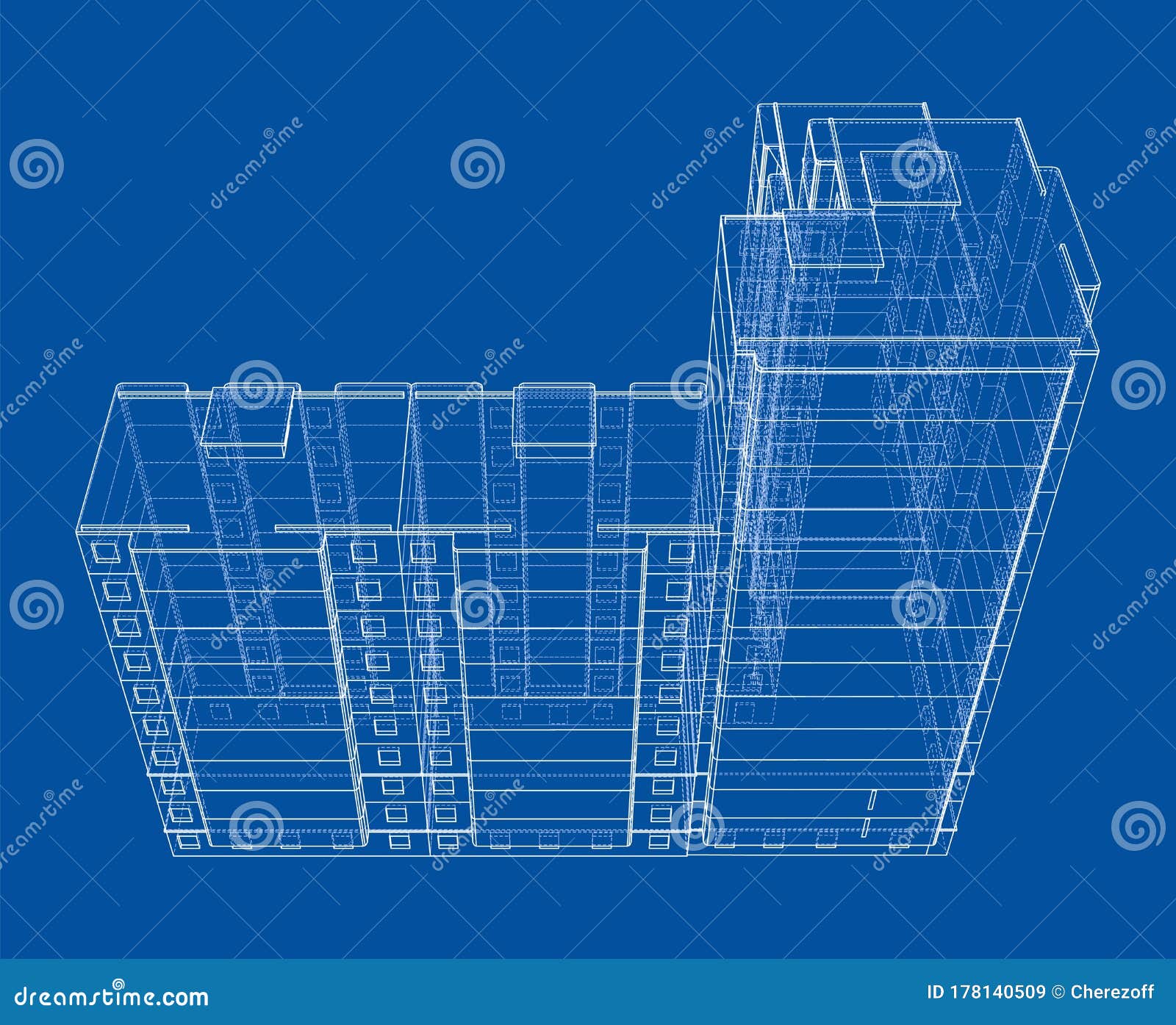 Vector Wire-frame Model of a Multi-storey Building Stock Vector ...