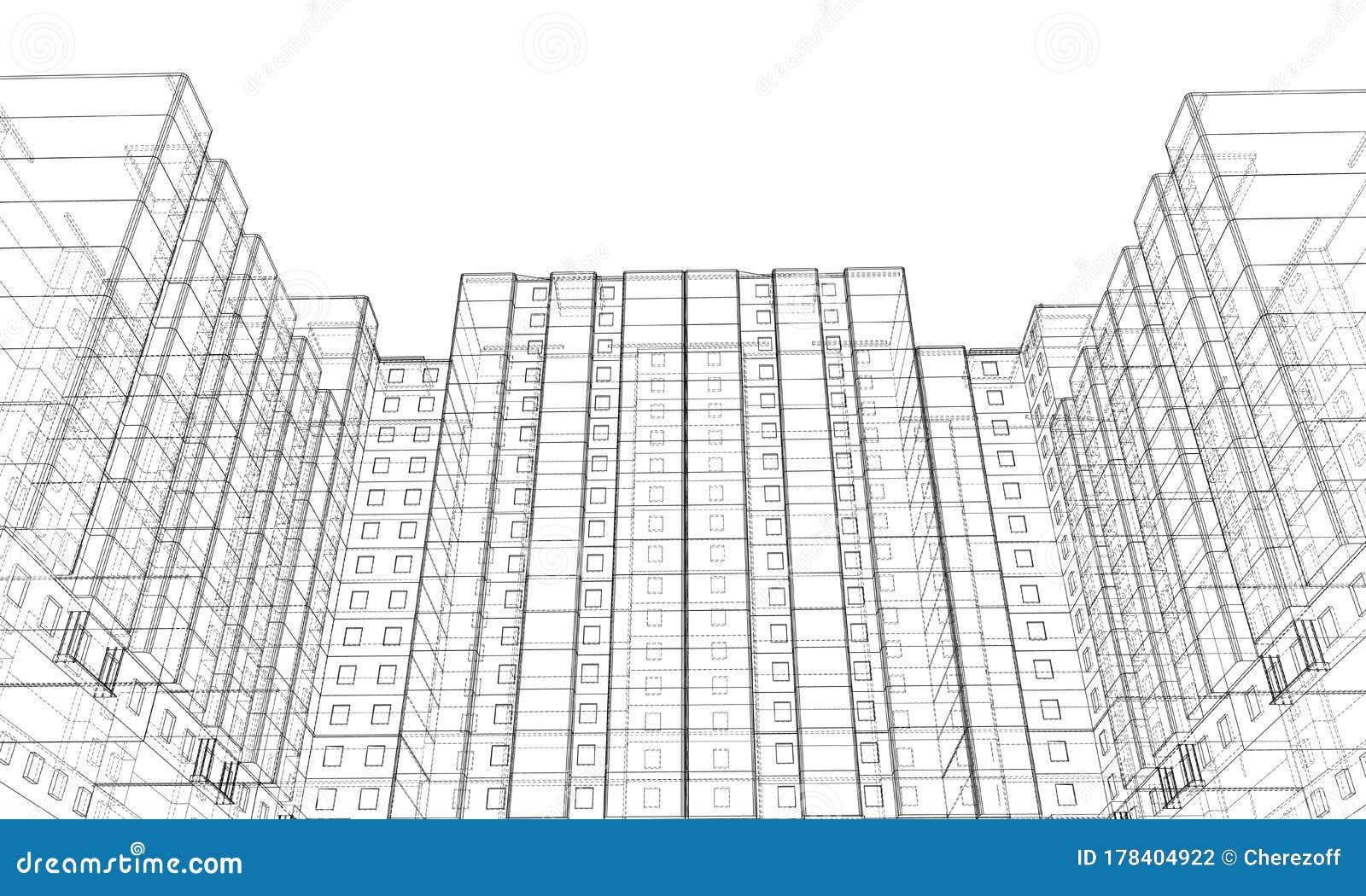 Vector Wire-frame Model of a Multi-storey Building Stock Vector ...