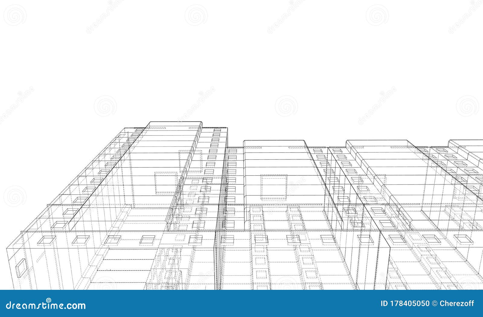 Vector Wire-frame Model of a Multi-storey Building Stock Vector ...