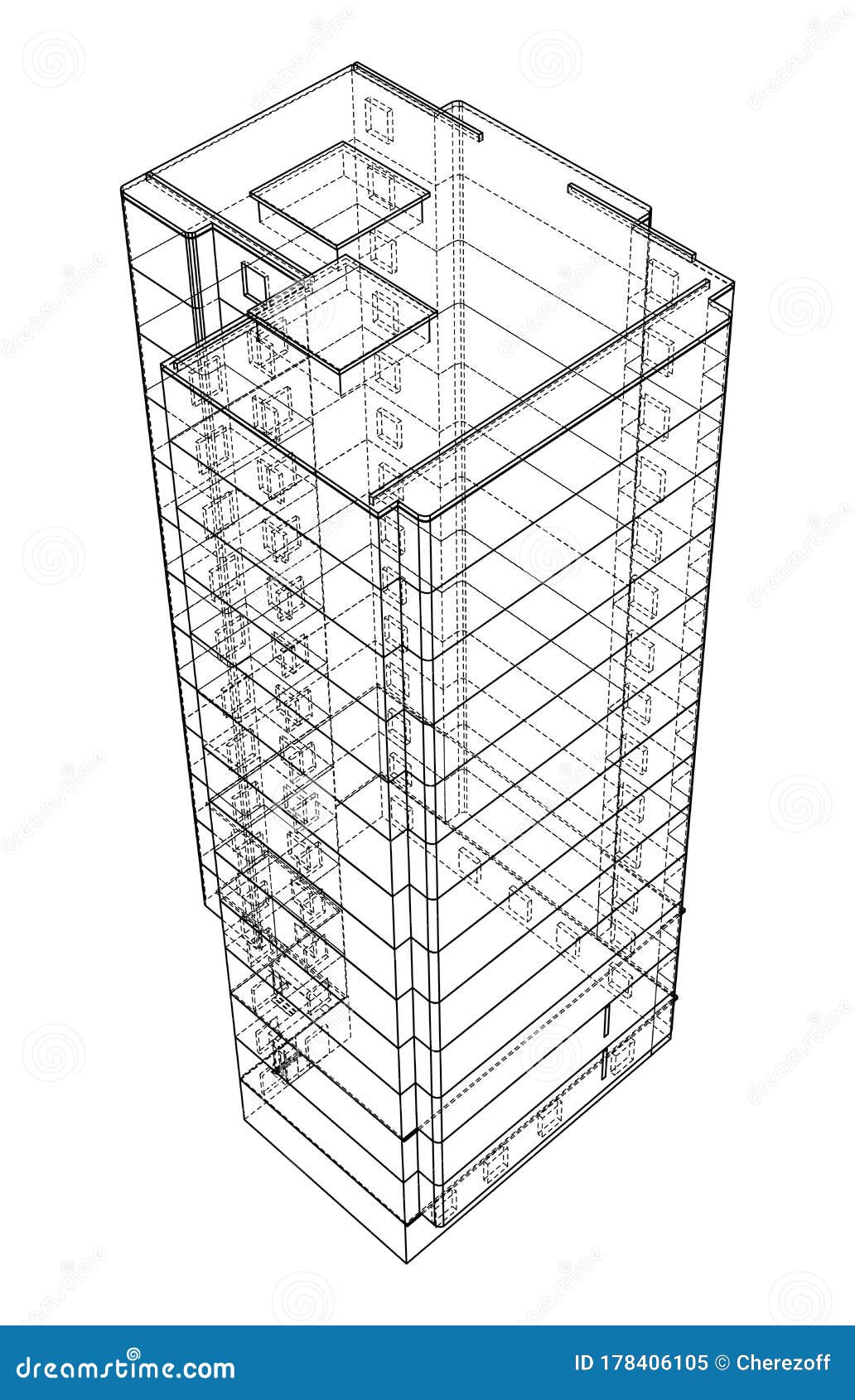 Vector Wire-frame Model of a Multi-storey Building Stock Vector ...