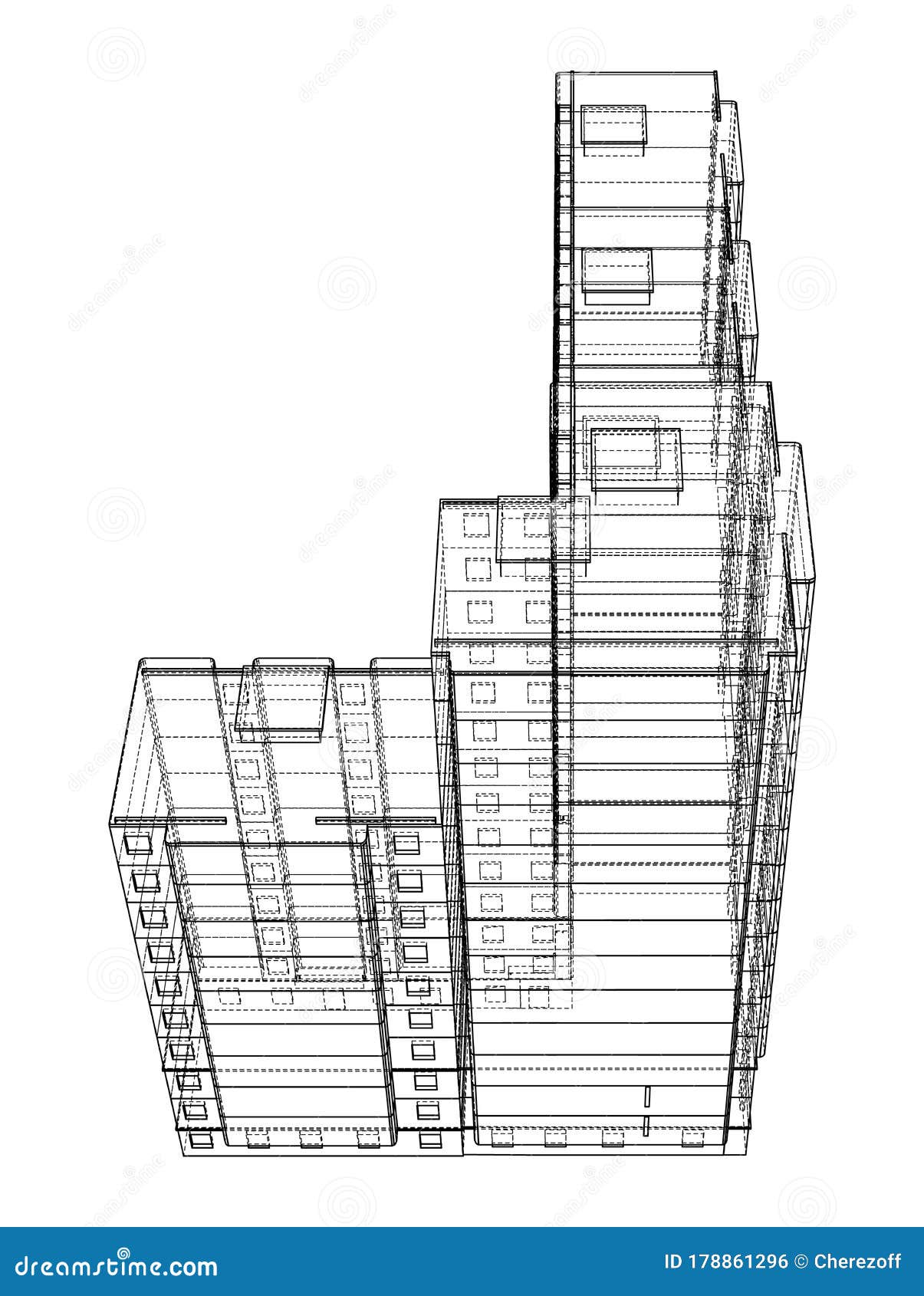 Vector Wire-frame Model of a Multi-storey Building Stock Vector ...