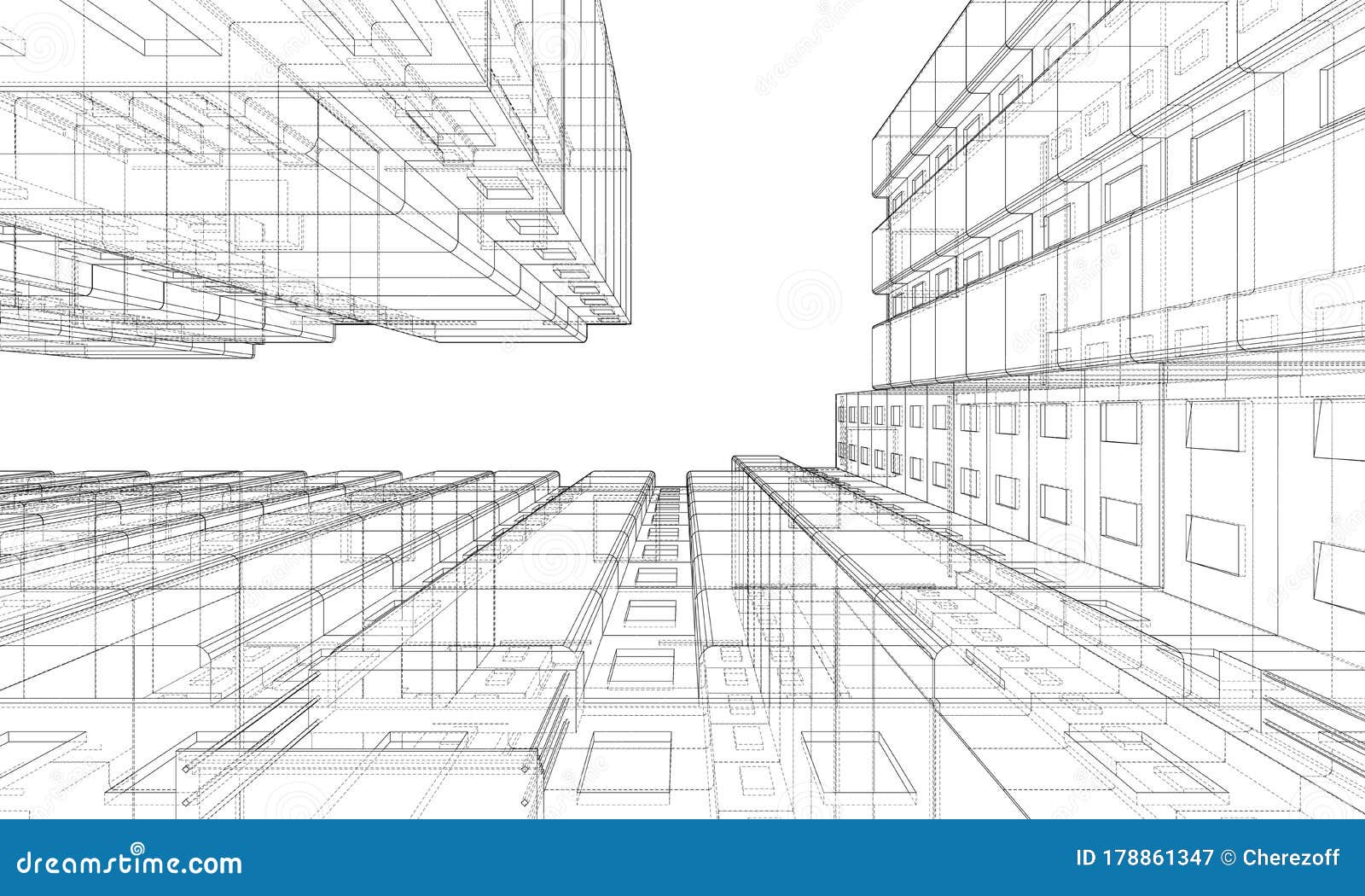Vector Wire-frame Model of a Multi-storey Building Stock Vector ...