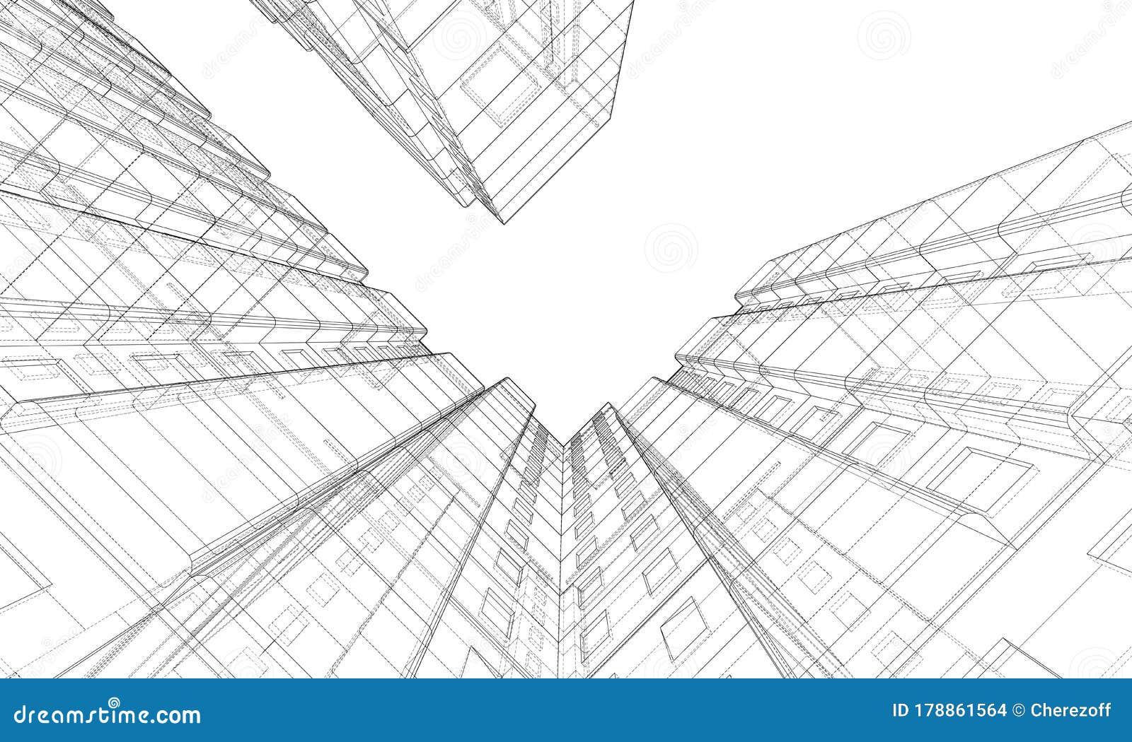 Vector Wire-frame Model of a Multi-storey Building Stock Vector ...
