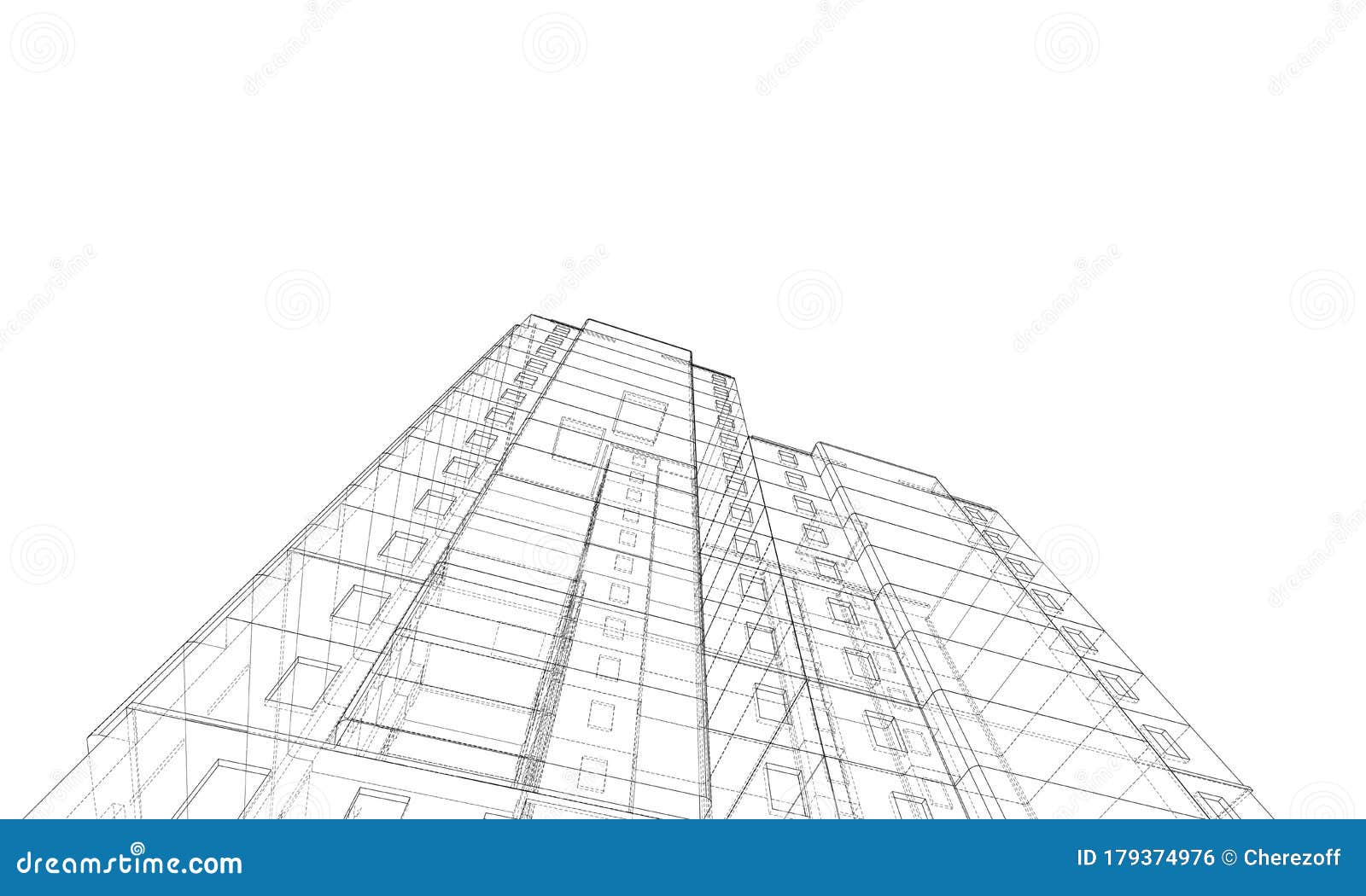 Vector Wire-frame Model of a Multi-storey Building Stock Vector ...