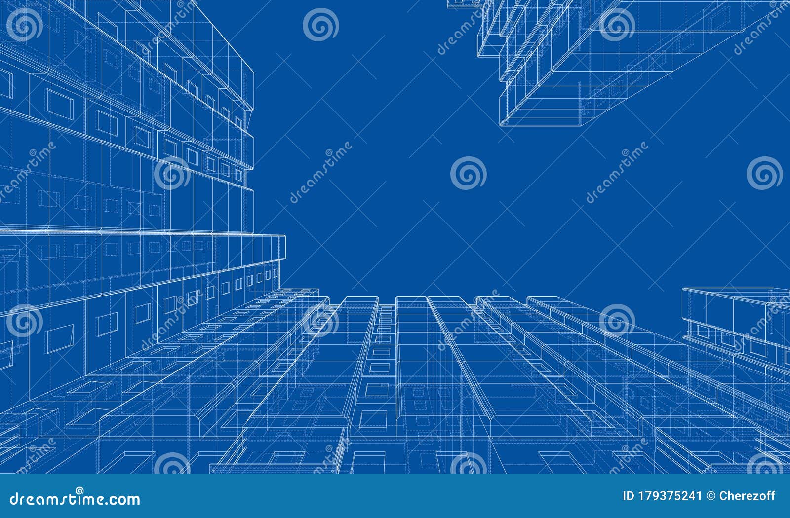 Vector Wire-frame Model of a Multi-storey Building Stock Vector ...