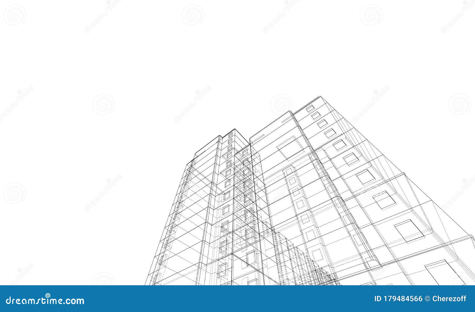 Vector Wire-frame Model of a Multi-storey Building Stock Vector ...