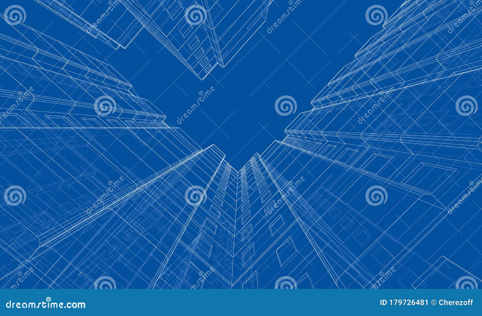 Vector Wire-frame Model of a Multi-storey Building Stock Vector ...