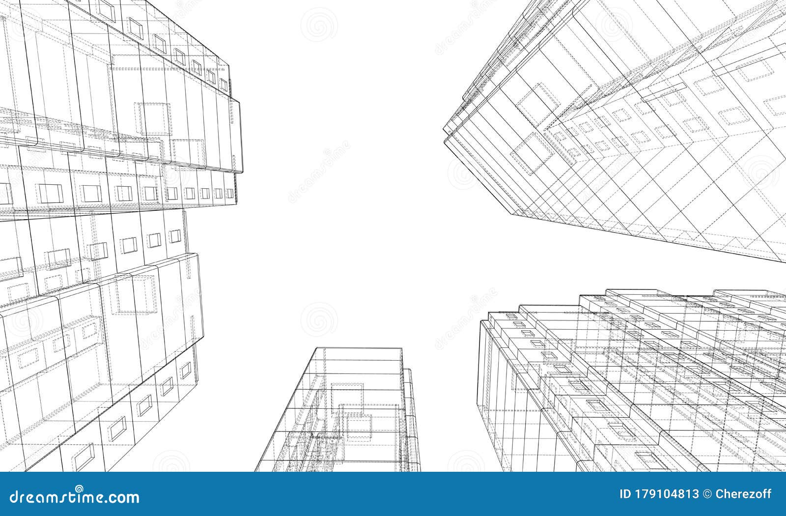 Vector Wire-frame Model of a Multi-storey Building Stock Vector ...