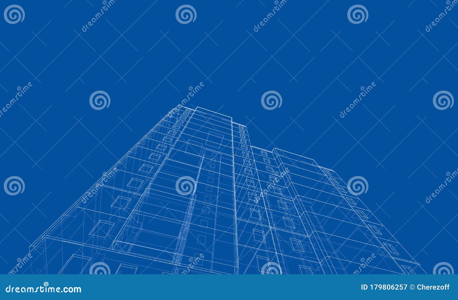 Vector Wire-frame Model of a Multi-storey Building Stock Vector ...