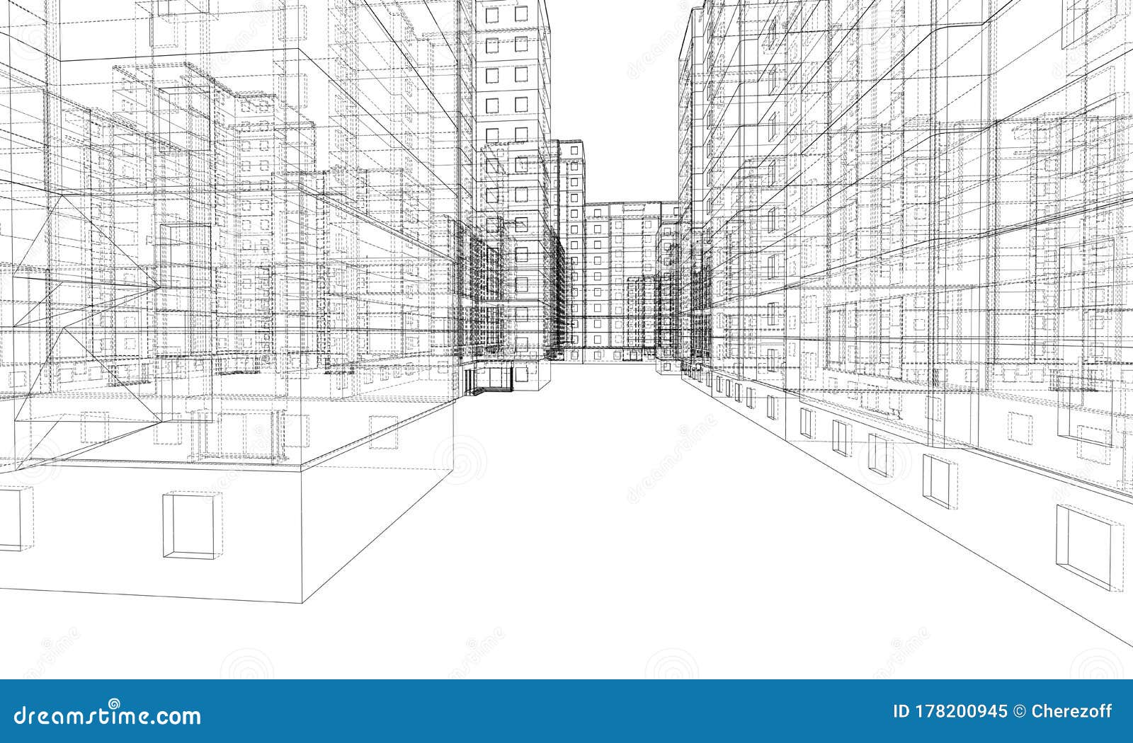 Vector Wire-frame Model of a Multi-storey Building Stock Vector ...