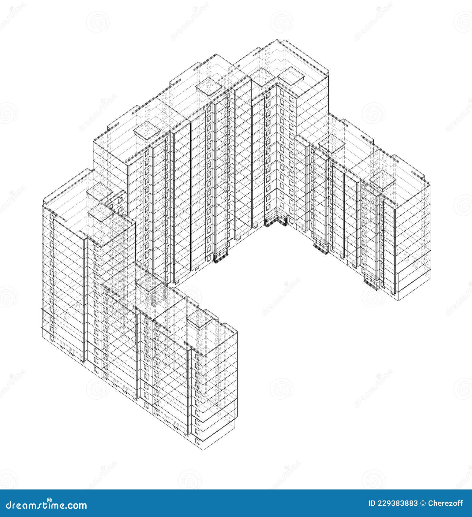 Vector Multi-storey Residential Building Stock Vector - Illustration of ...