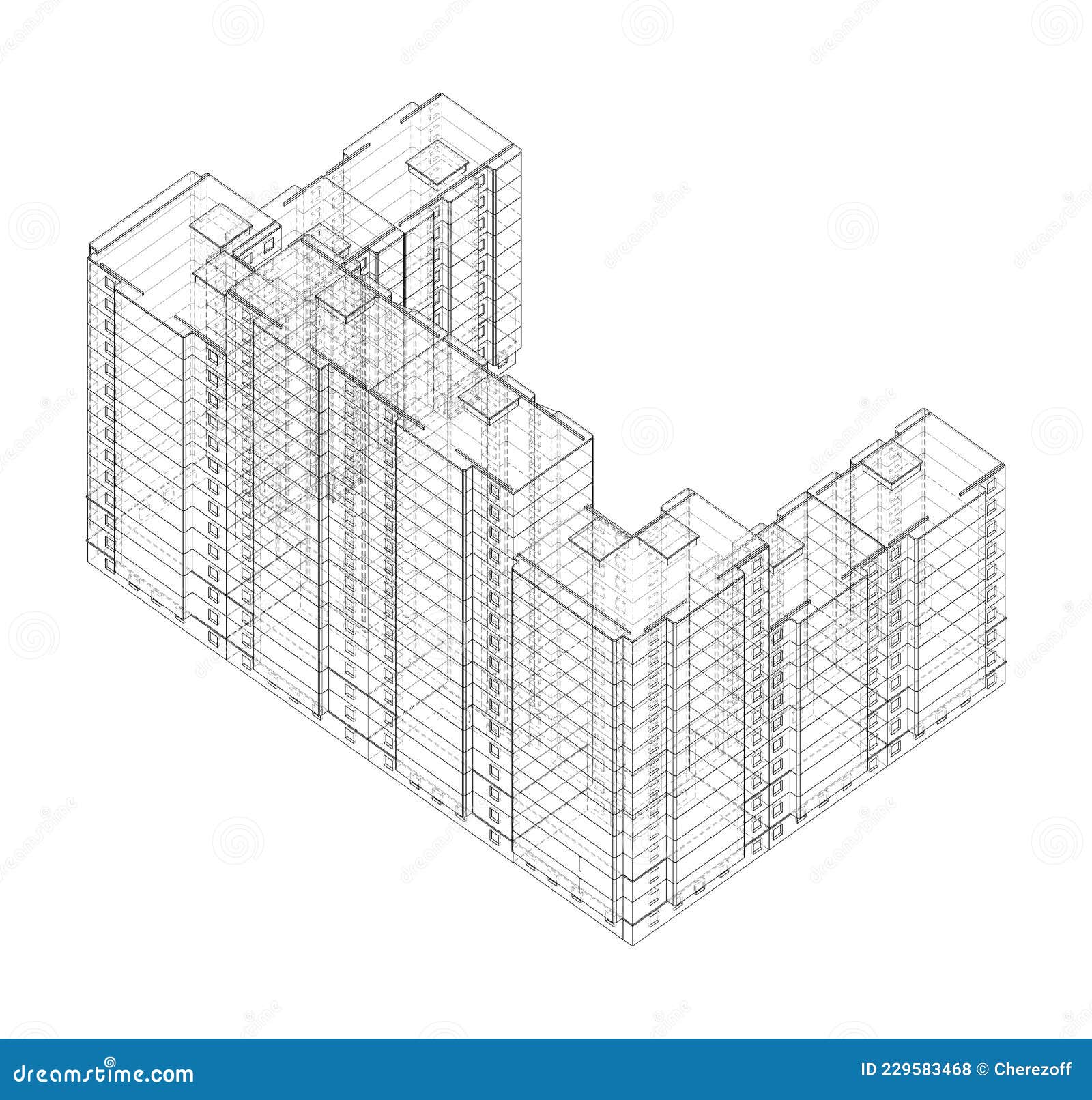 Vector Multi-storey Residential Building Stock Vector - Illustration of ...