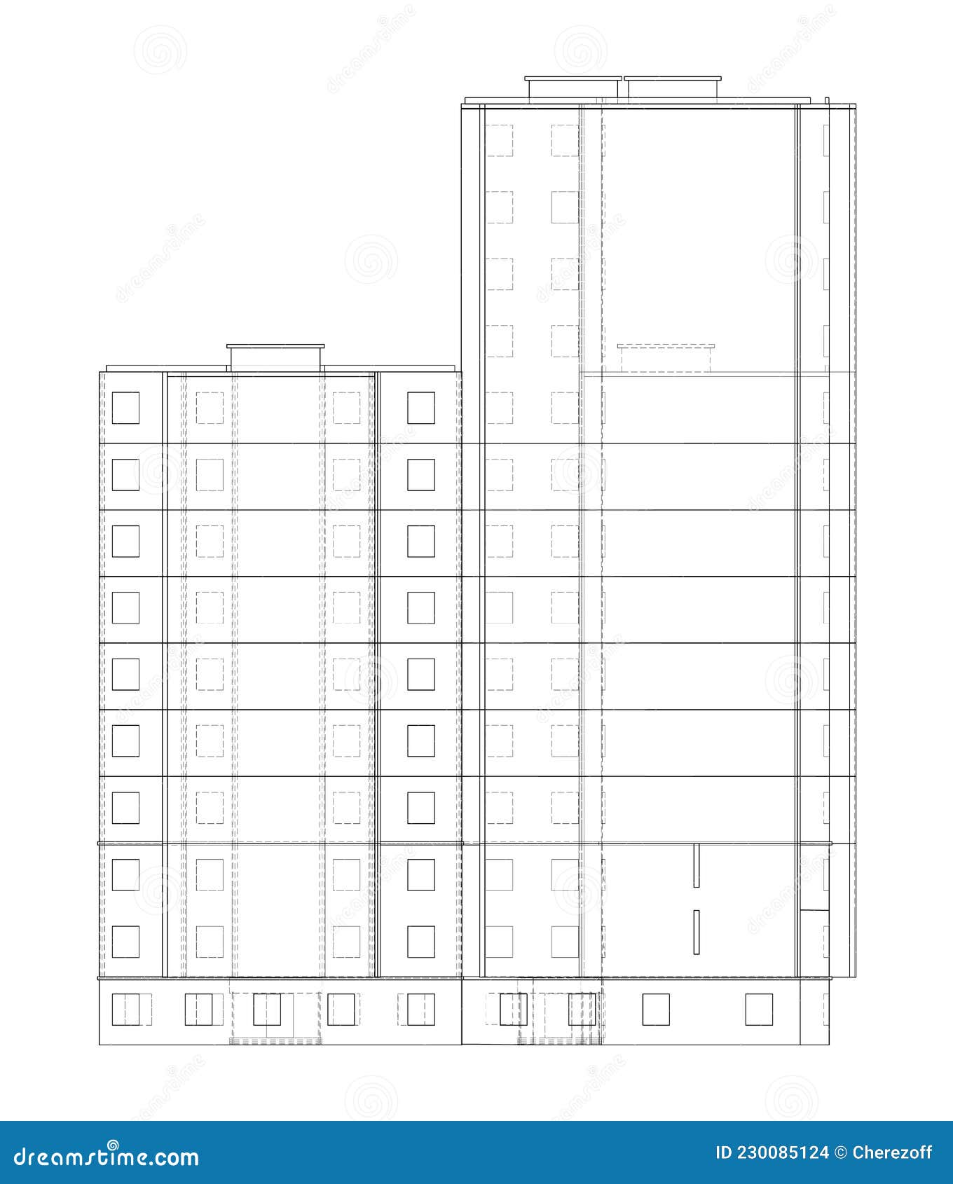 Vector Multi-storey Residential Building Stock Vector - Illustration of ...