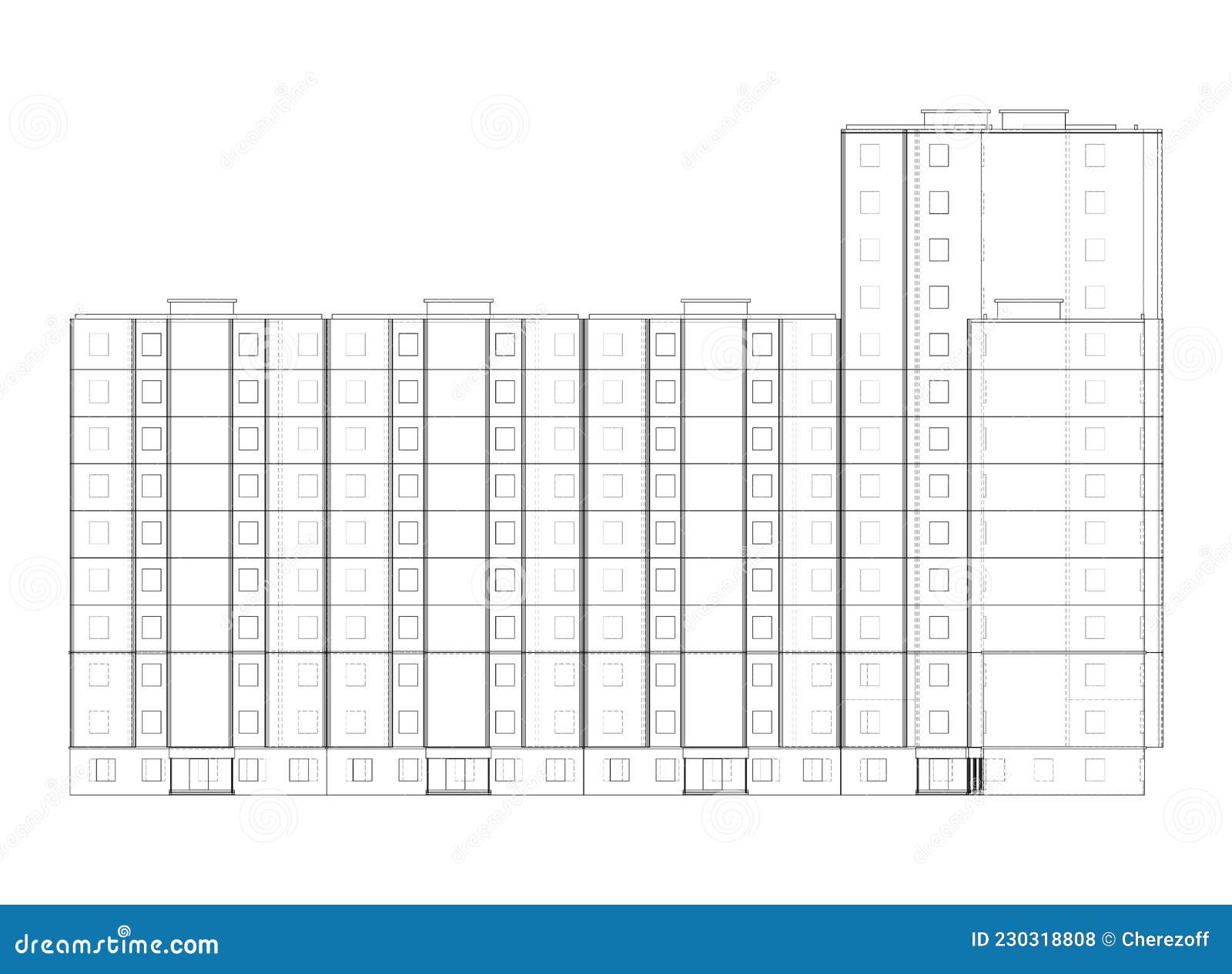 Vector Multi-storey Residential Building Stock Vector - Illustration of ...