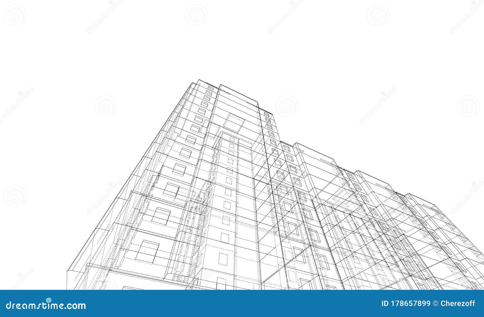 Vector Wire-frame Model of a Multi-storey Building Stock Vector ...