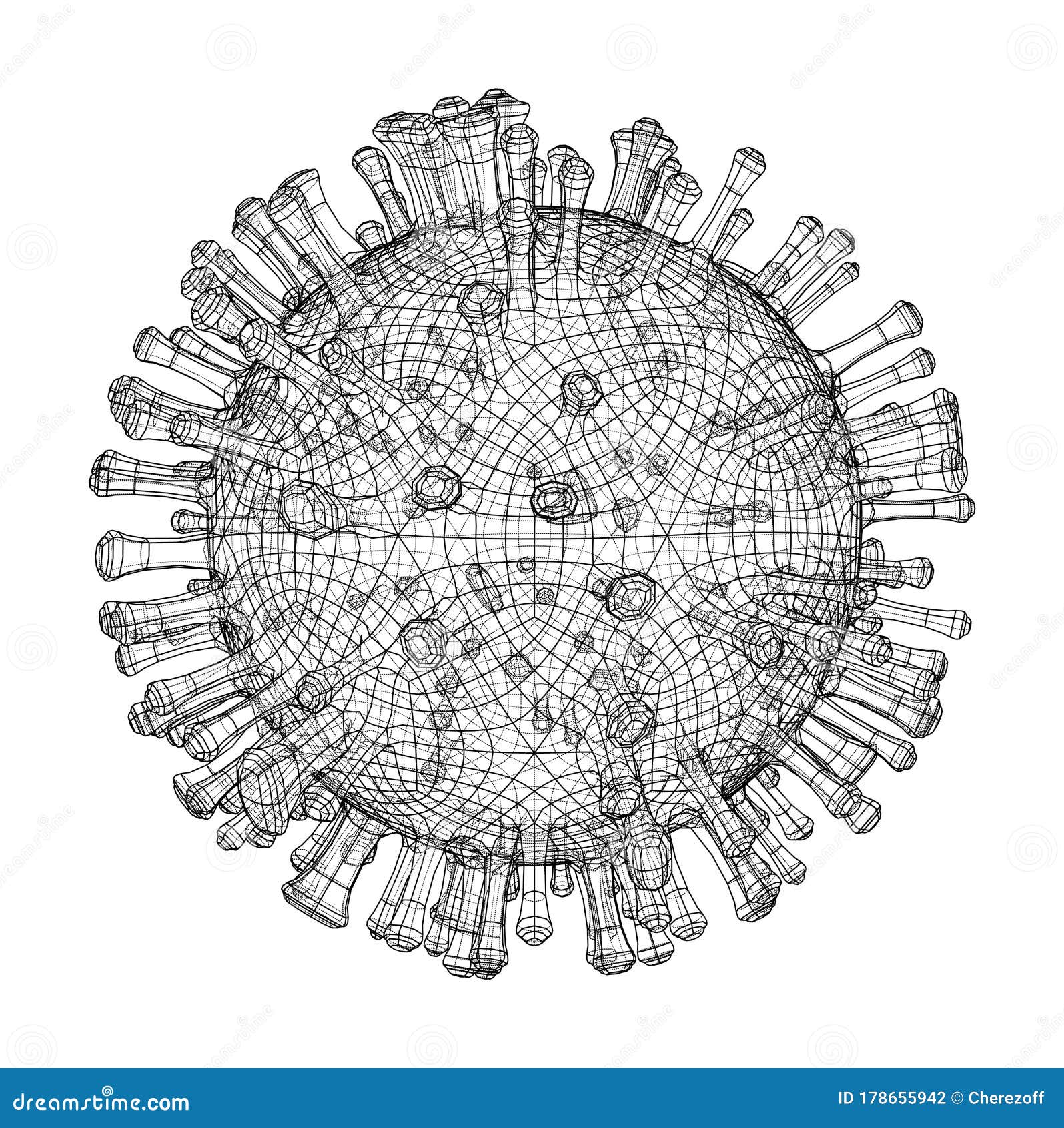 Vector Wire-frame Model of a Virus Stock Vector - Illustration of ...