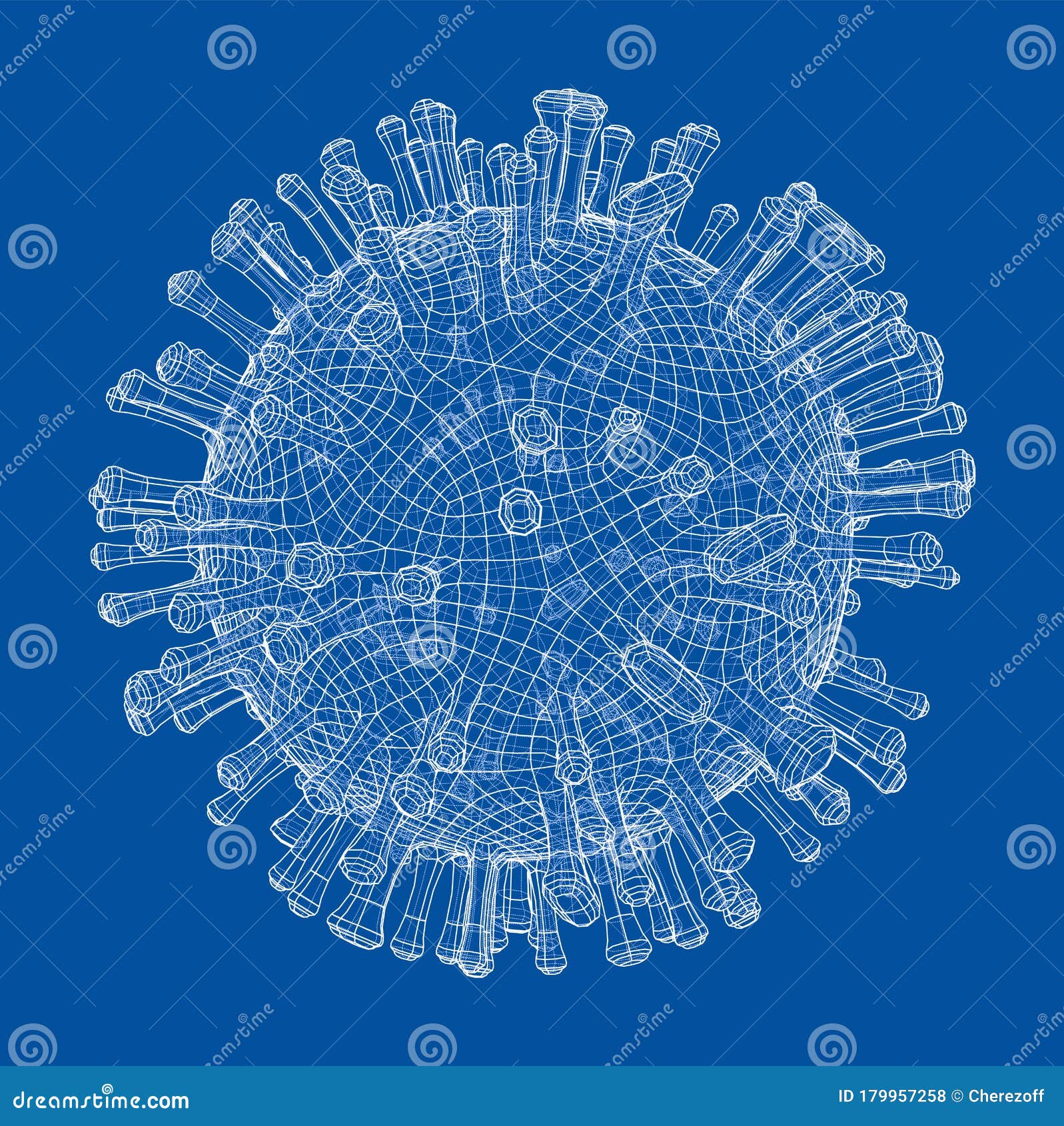 Vector Wire-frame Model of a Virus Stock Vector - Illustration of ...