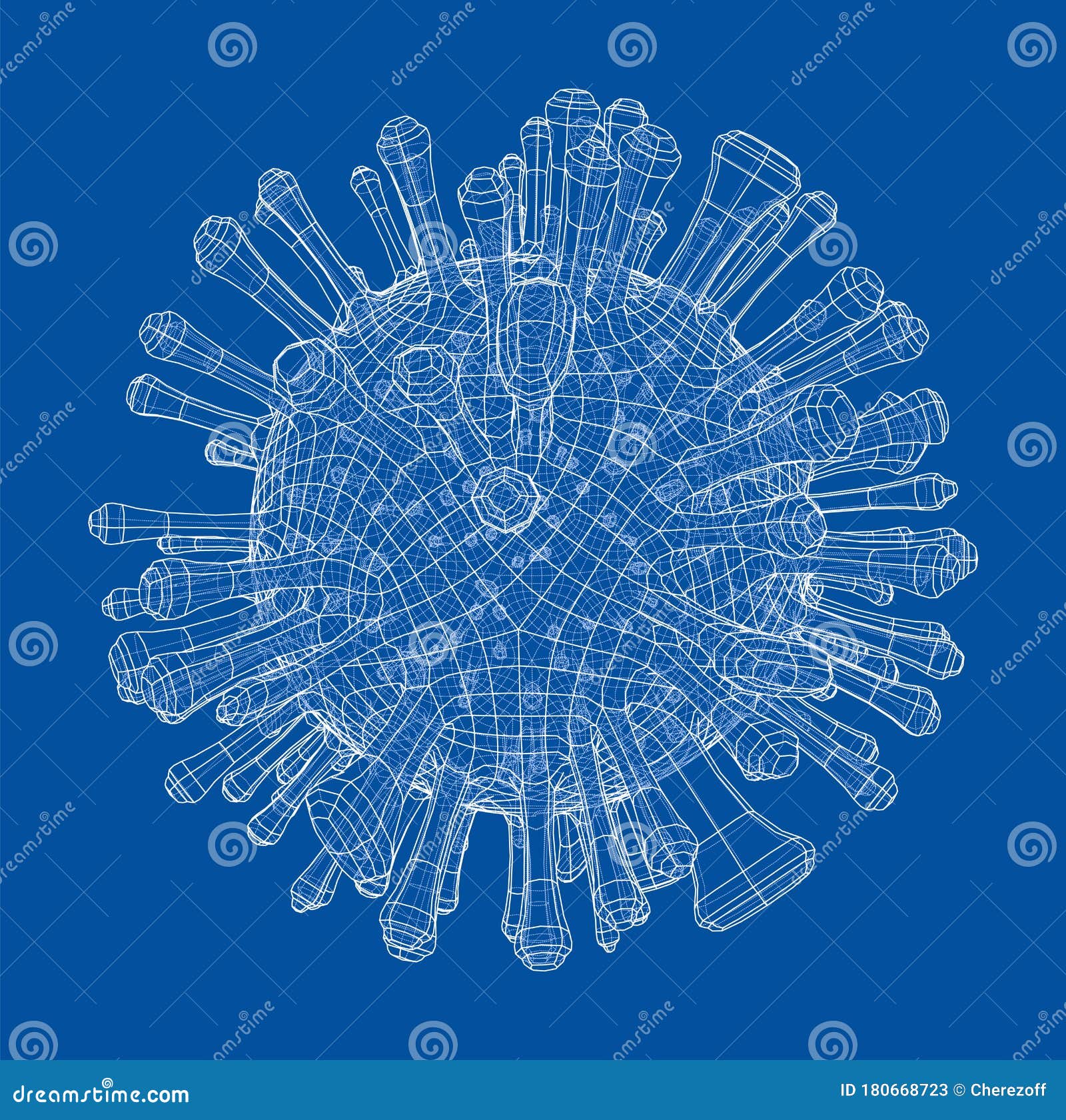 Vector Wire-frame Model of a Virus Stock Vector - Illustration of ...