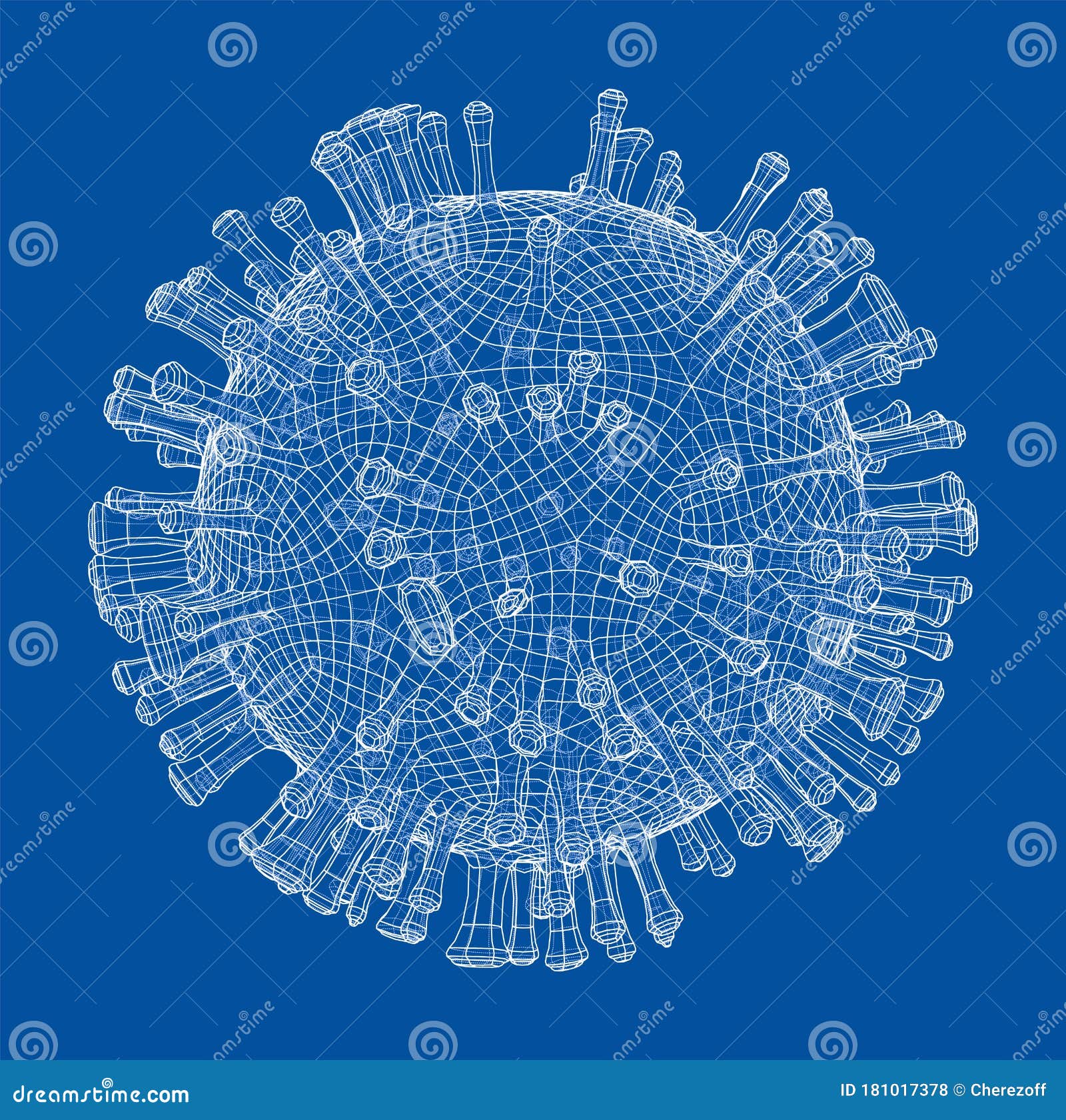 Vector Wire-frame Model of a Virus Stock Vector - Illustration of ...