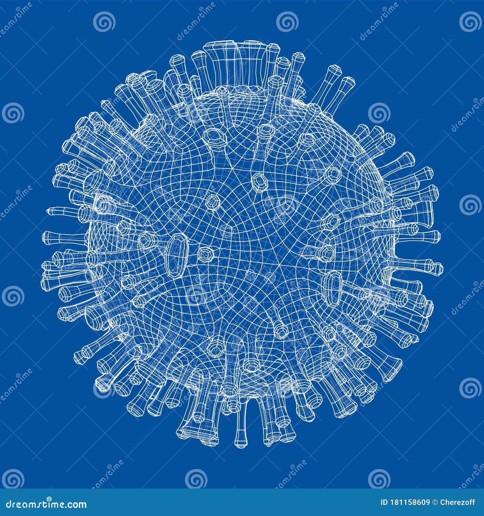 Vector Wire-frame Model of a Virus Stock Vector - Illustration of ...