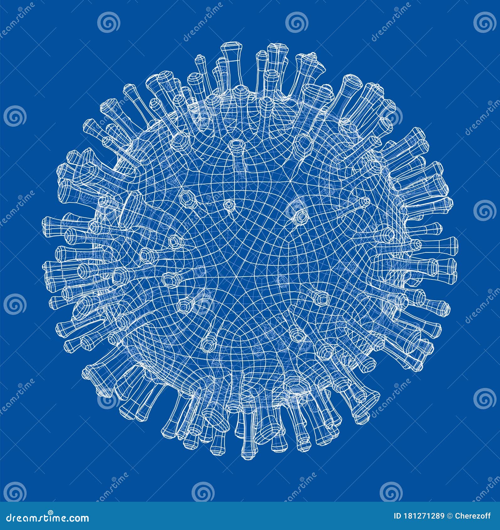 Vector Wire-frame Model of a Virus Stock Vector - Illustration of ...