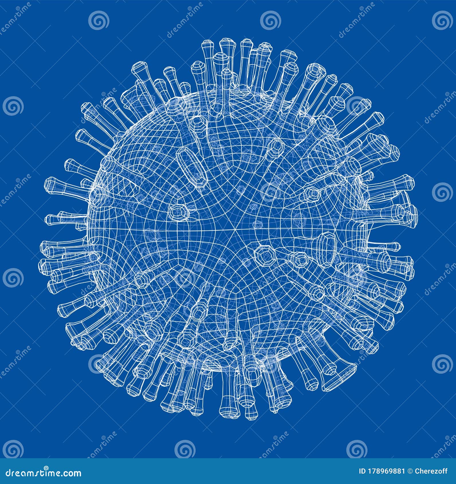Vector Wire-frame Model of a Virus Stock Vector - Illustration of ...