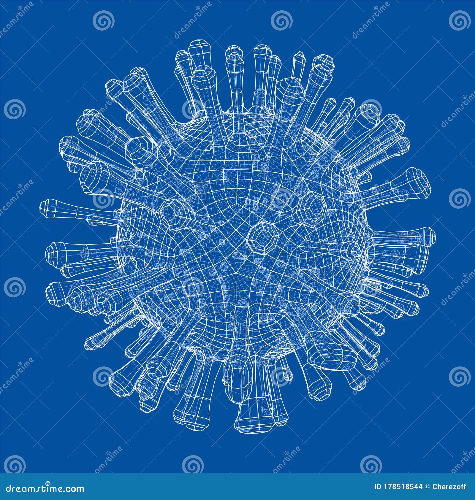 Vector Wire-frame Model of a Virus Stock Vector - Illustration of ...