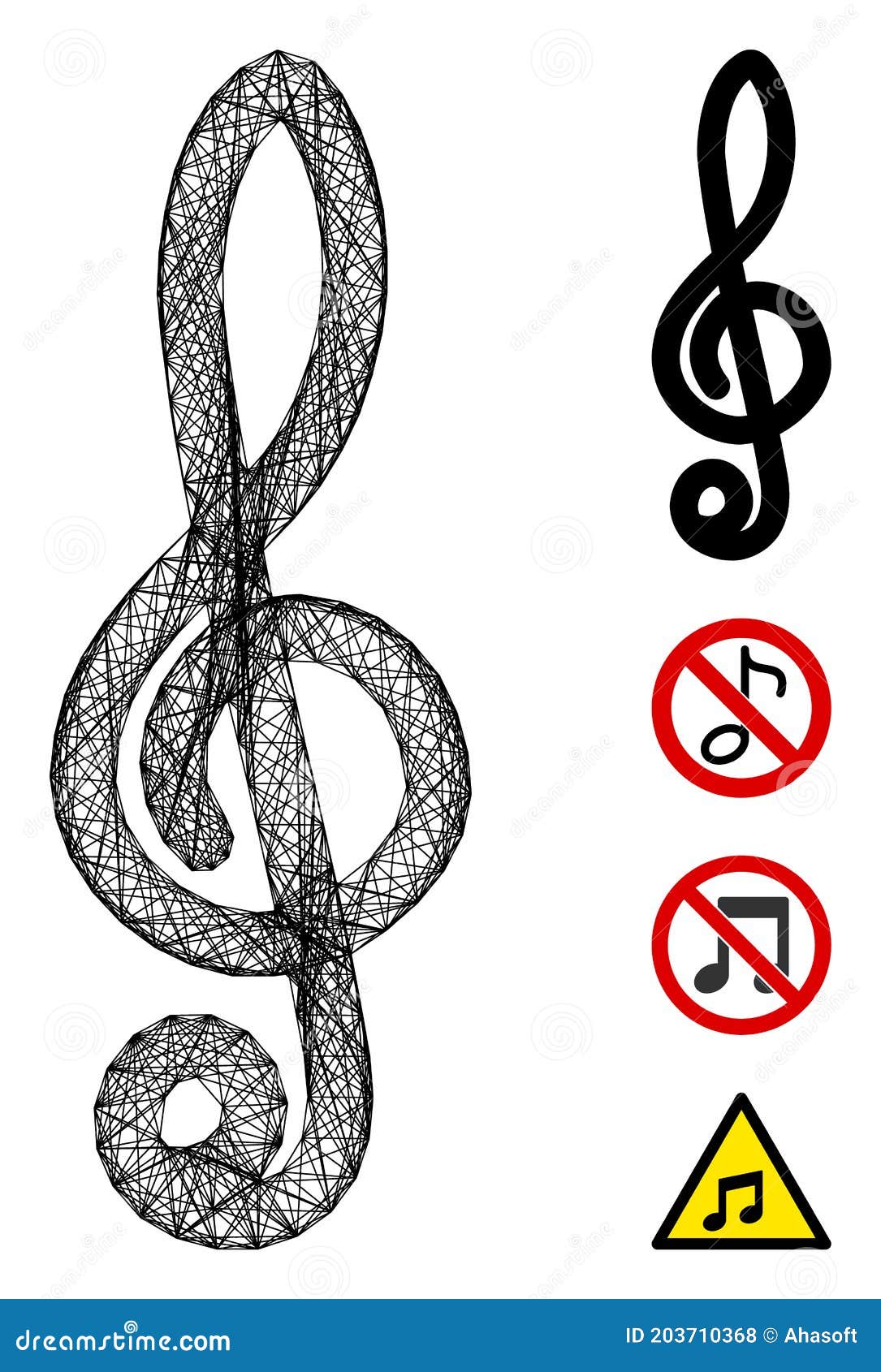 Hatched Musical Notation Vector Mesh Stock Illustration - Illustration ...