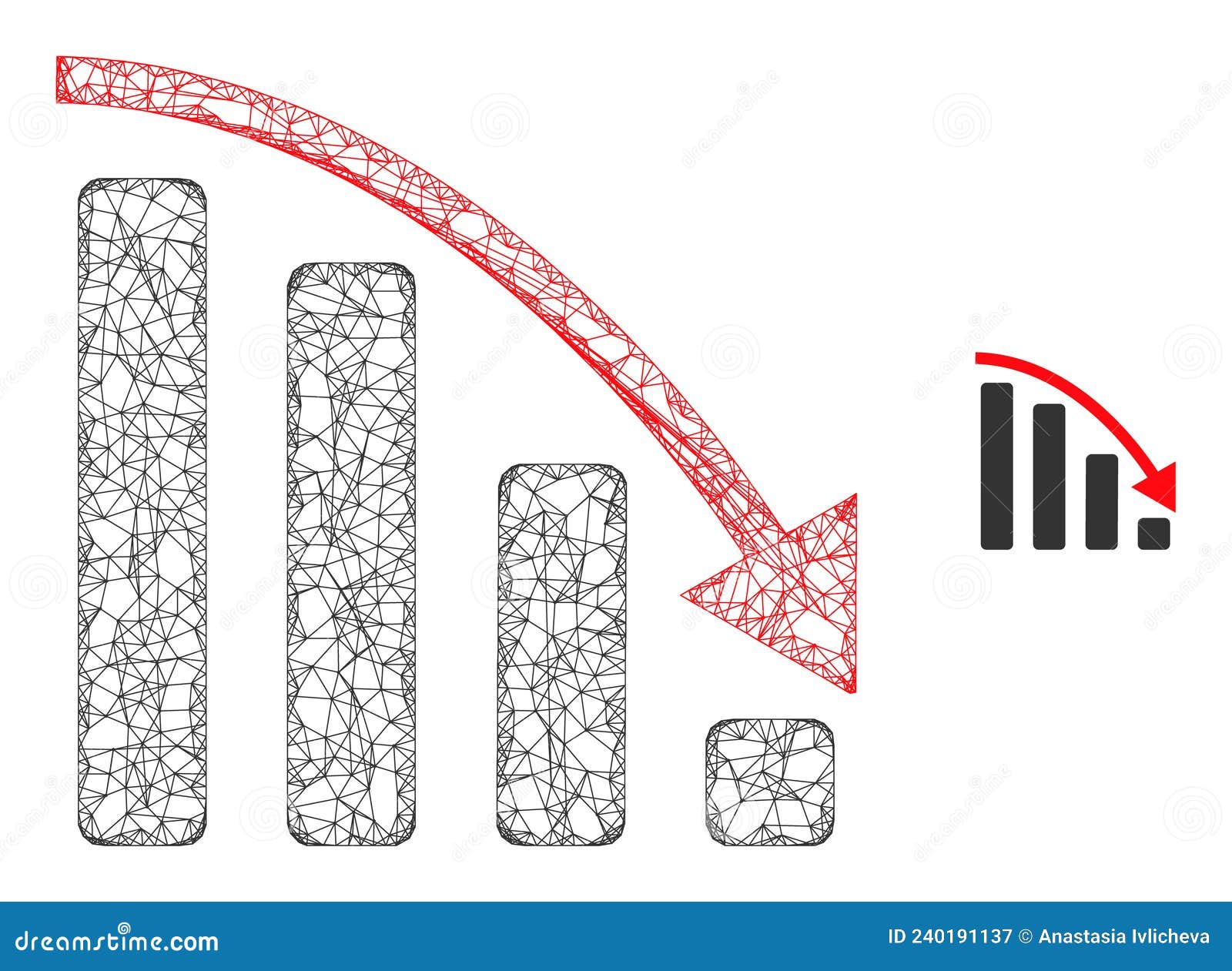 Linear Mesh Negative Trend Icon Stock Vector - Illustration of ...