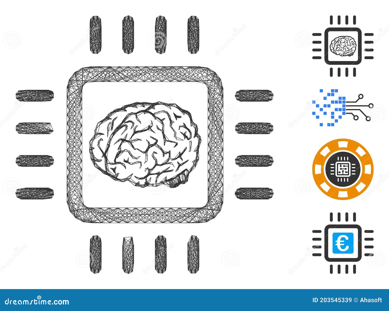 Network Neural Chip Vector Mesh Stock Illustration - Illustration of ...