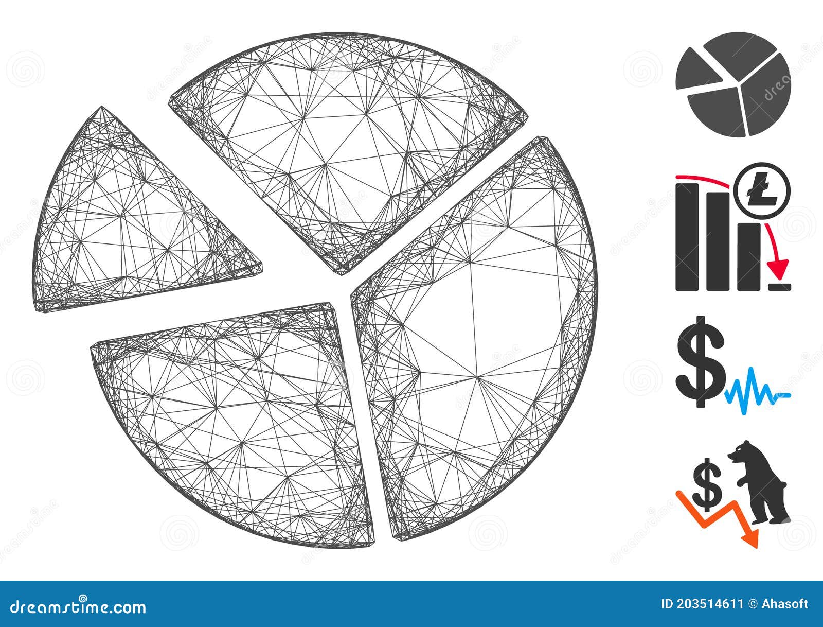 Linear Pie Chart Vector Mesh Stock Illustration - Illustration of ...