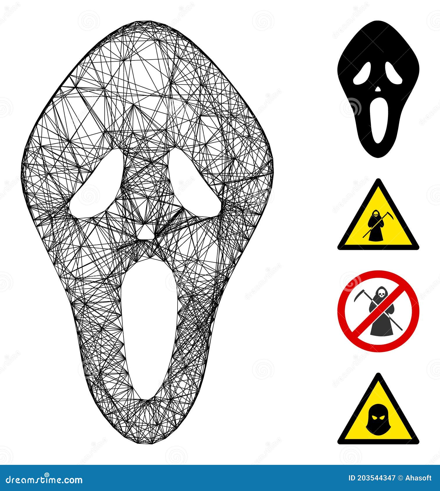 Linear Scary Mask Vector Mesh Stock Illustration - Illustration of ...