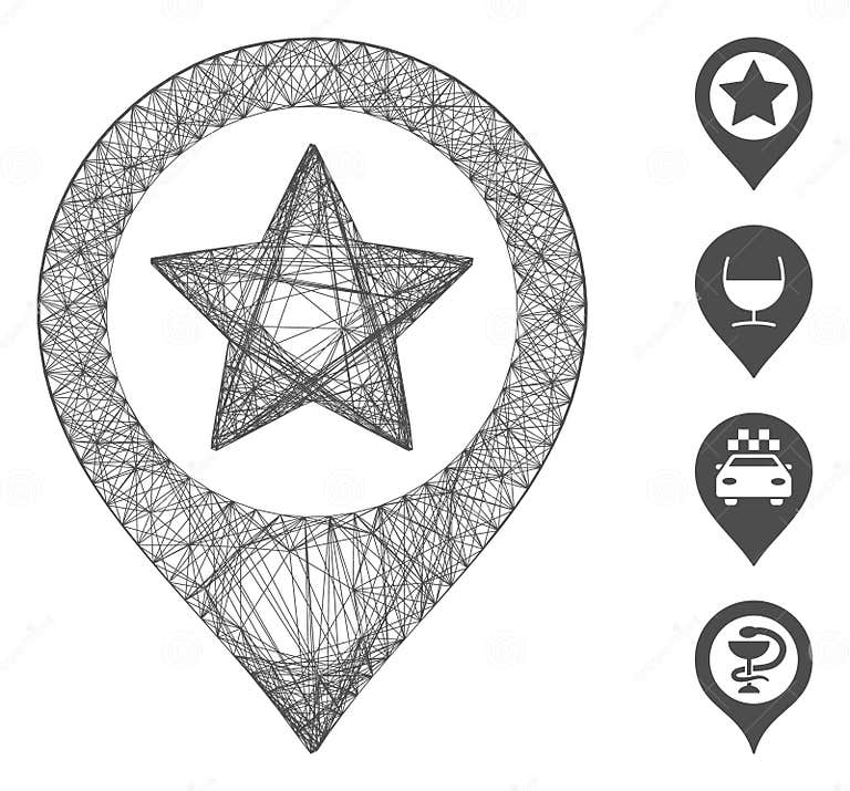 Linear Star Map Marker Vector Mesh Stock Illustration - Illustration of ...