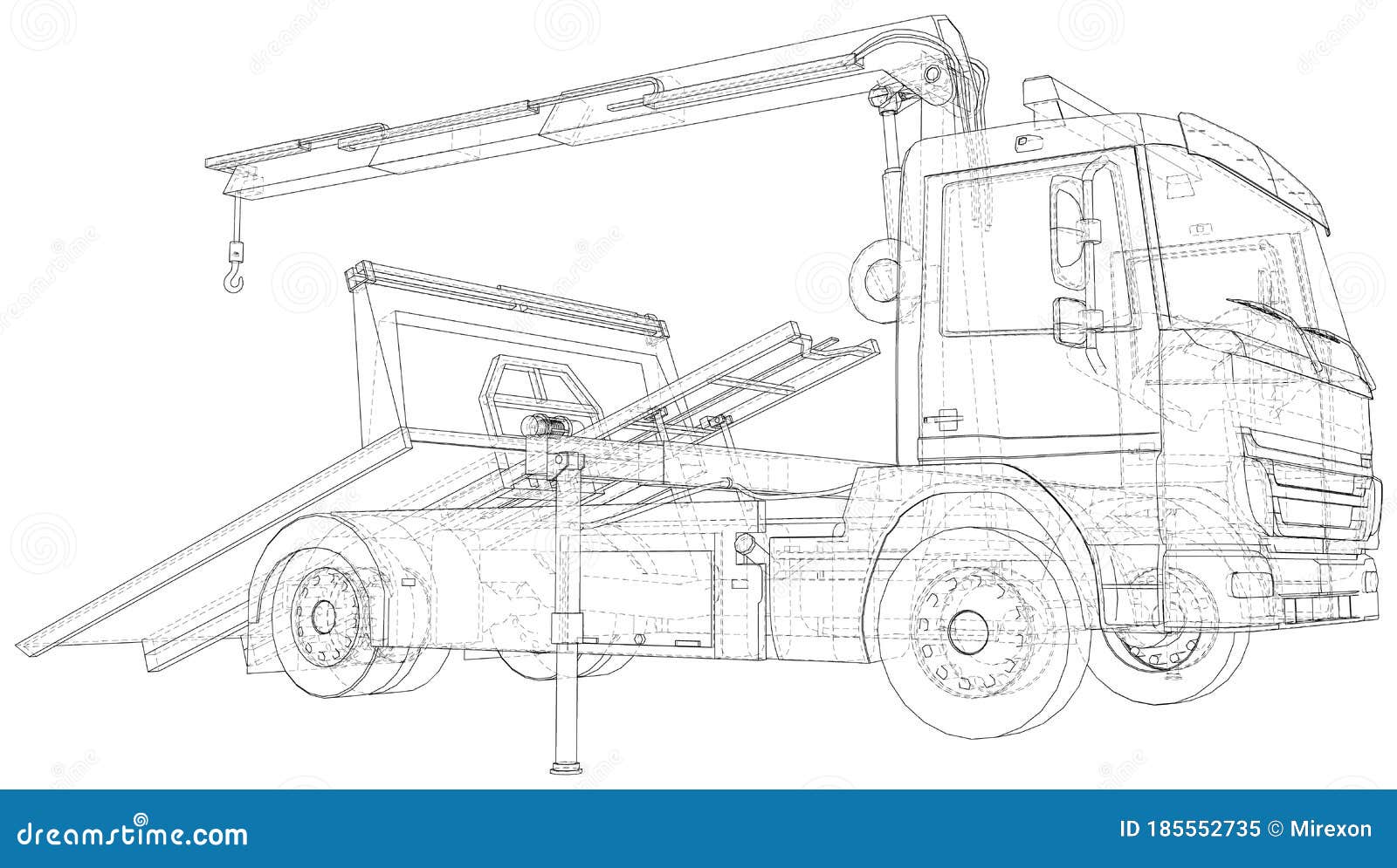 Vector Wire-frame Tow Truck. the Layers of Visible and Invisible Lines ...