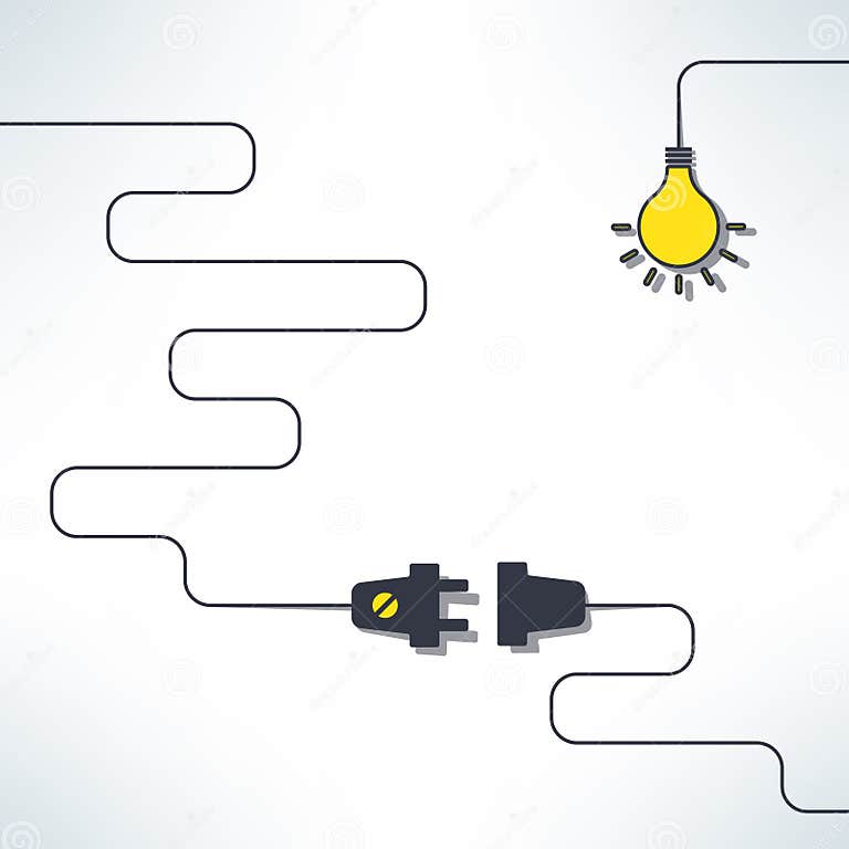 Vector Wire Plug and Socket with Light Bulb Stock Vector - Illustration ...
