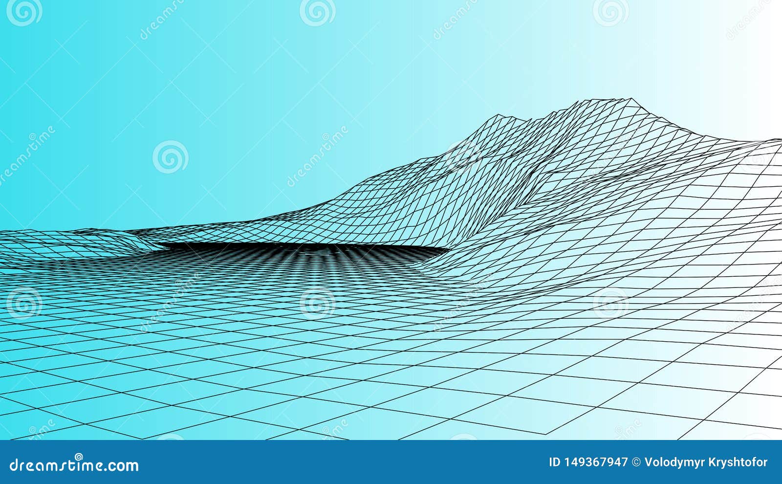 Vector Wireframe 3d Landscape. Grid Illustration Stock Illustration ...
