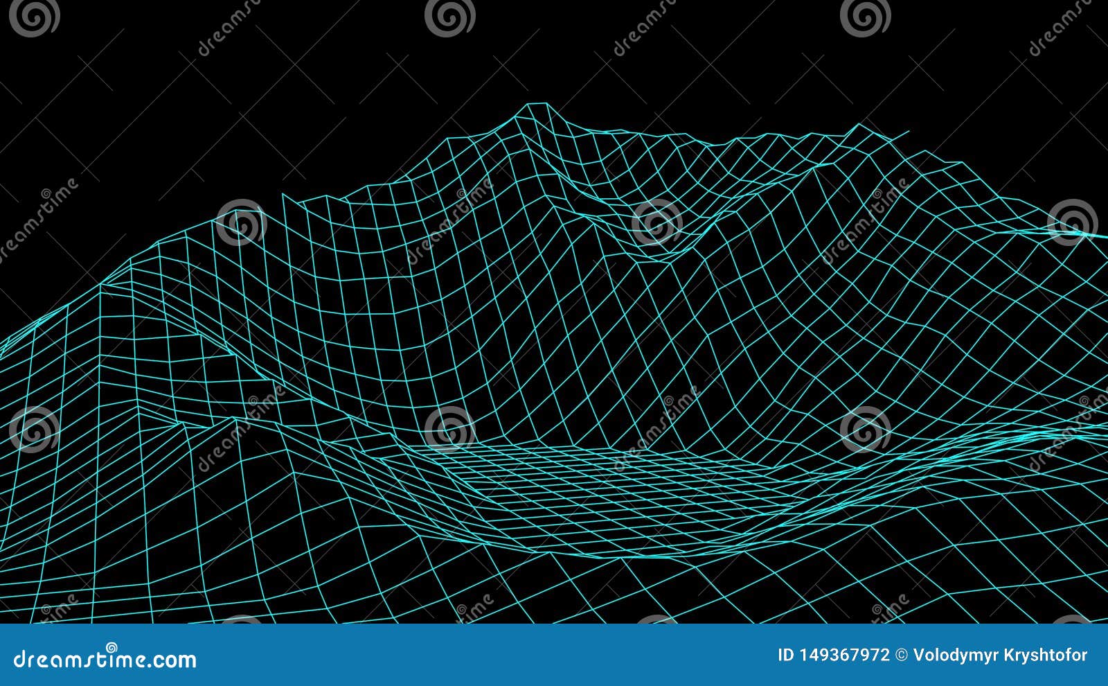 Vector Wireframe 3d Landscape. Grid Illustration Stock Illustration ...