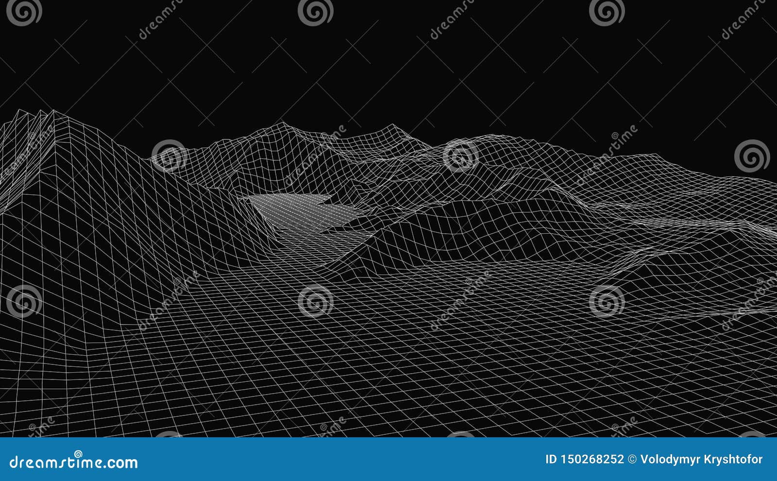Vector Wireframe 3d Landscape. Grid Illustration Stock Illustration ...