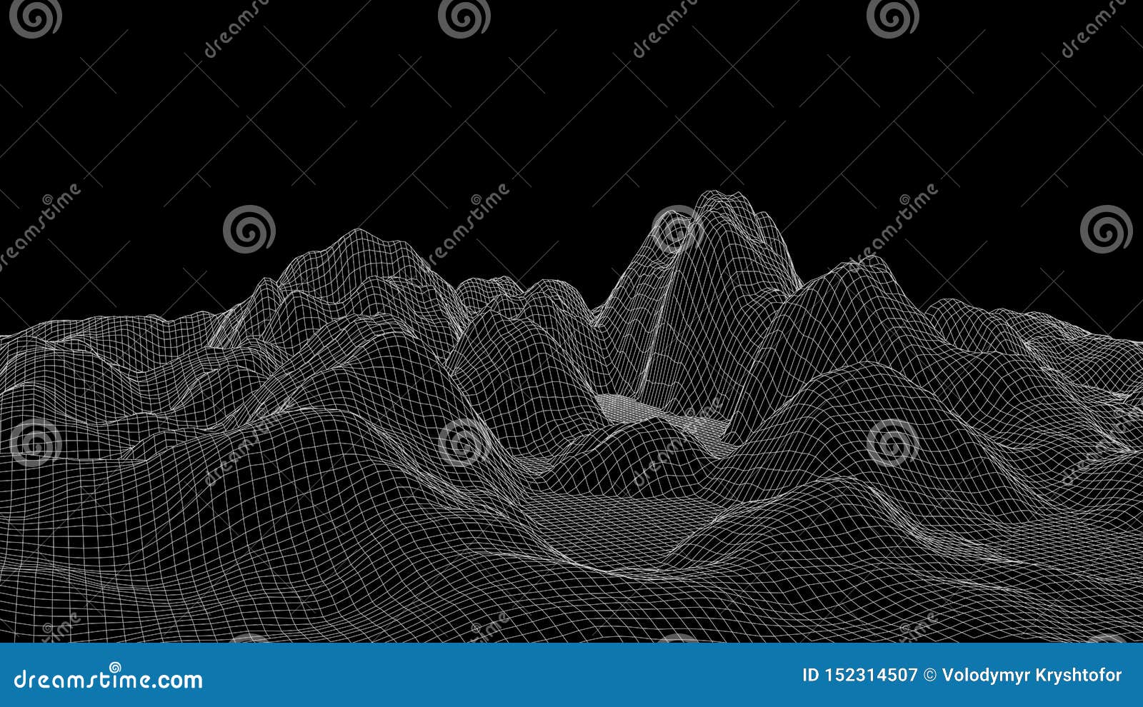Vector Wireframe 3d Landscape. Grid Illustration Stock Illustration ...