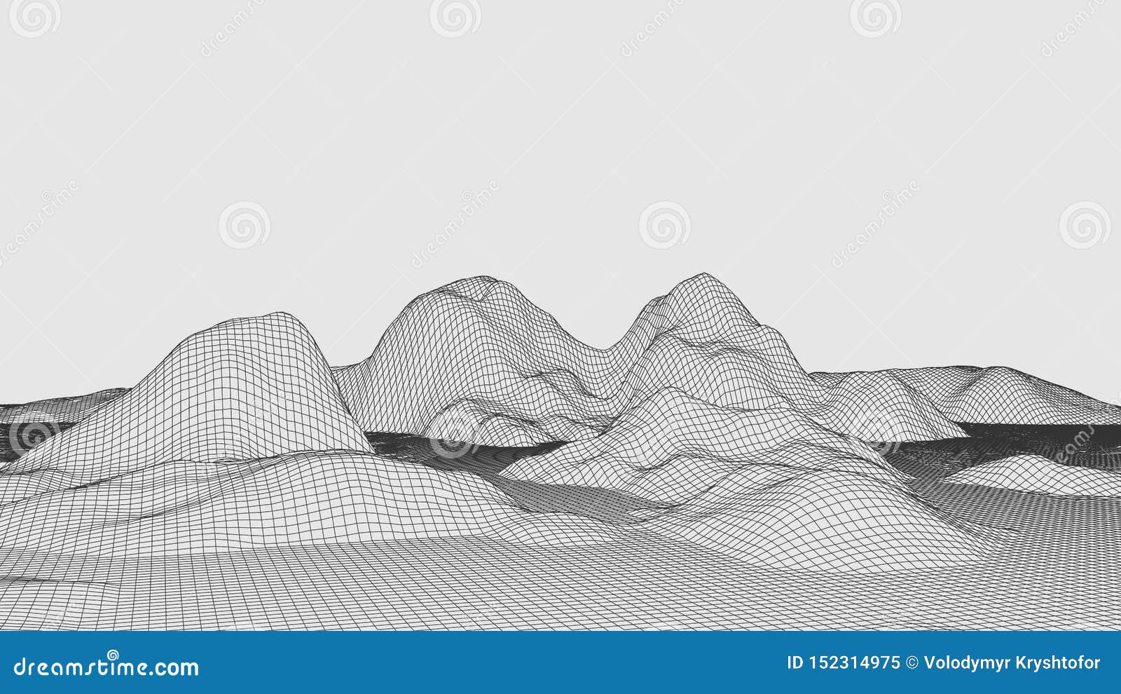 Vector Wireframe 3d Landscape. Grid Illustration Stock Illustration ...