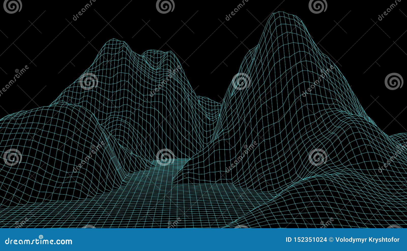 Vector Wireframe 3d Landscape. Grid Illustration Stock Illustration ...